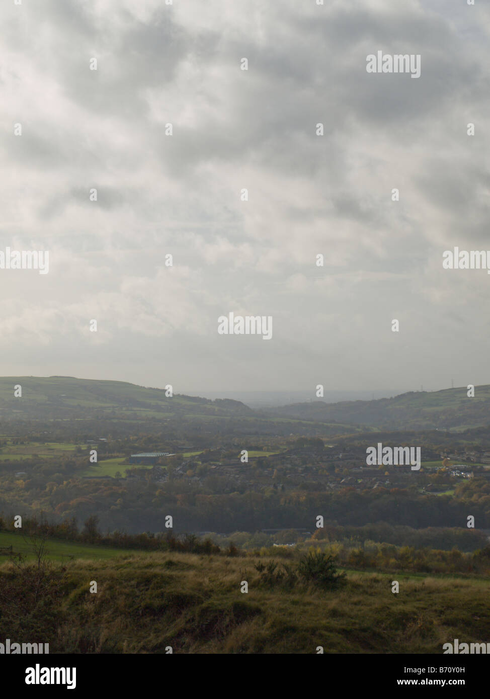 English british Valley Rolling Hills on a Cloudy Day Stock Photo - Alamy