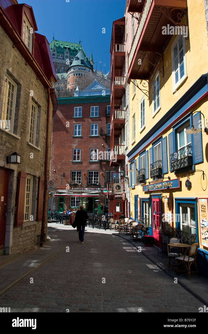 Street in the old Quebec City UNESCO World Heritage Site Canada Stock ...