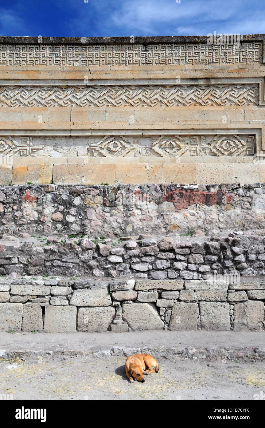 Bas-reliefs and geometric designs in El Palacio, Mitla ruins, Mexico ...