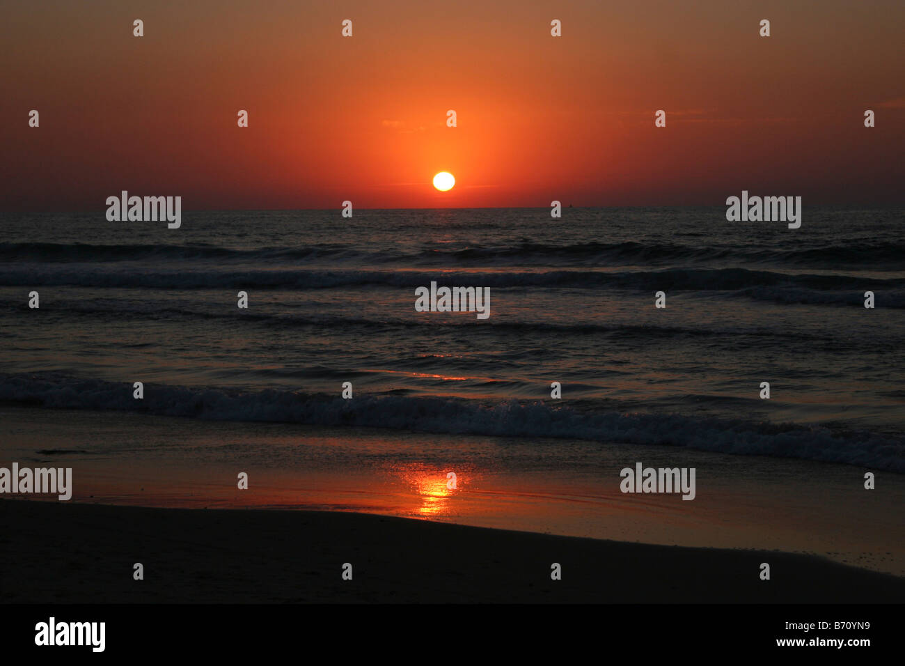 Israel Mediterranean Sunset Stock Photo - Alamy