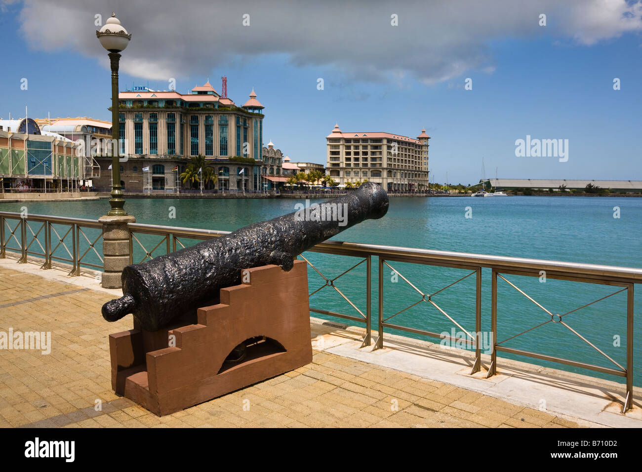 Caudon Waterfront at the harbour in Port Louis Mauritius with ...
