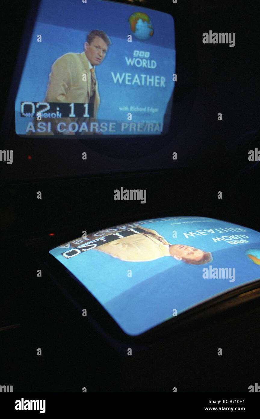 TV Weather forecaster Richard Edgar seen on a TV screen presenting the ...