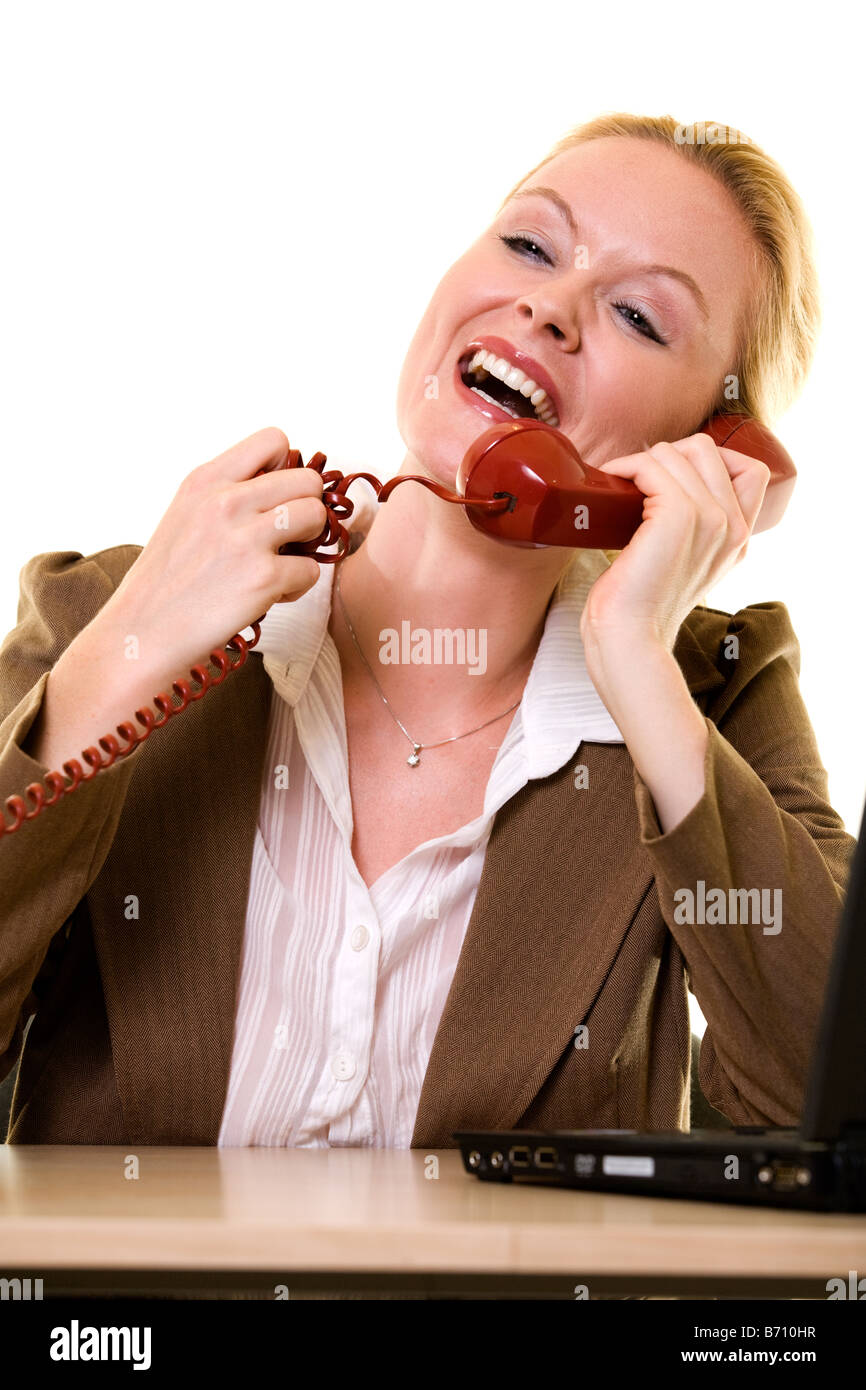 Having a conversation on the phone Stock Photo - Alamy