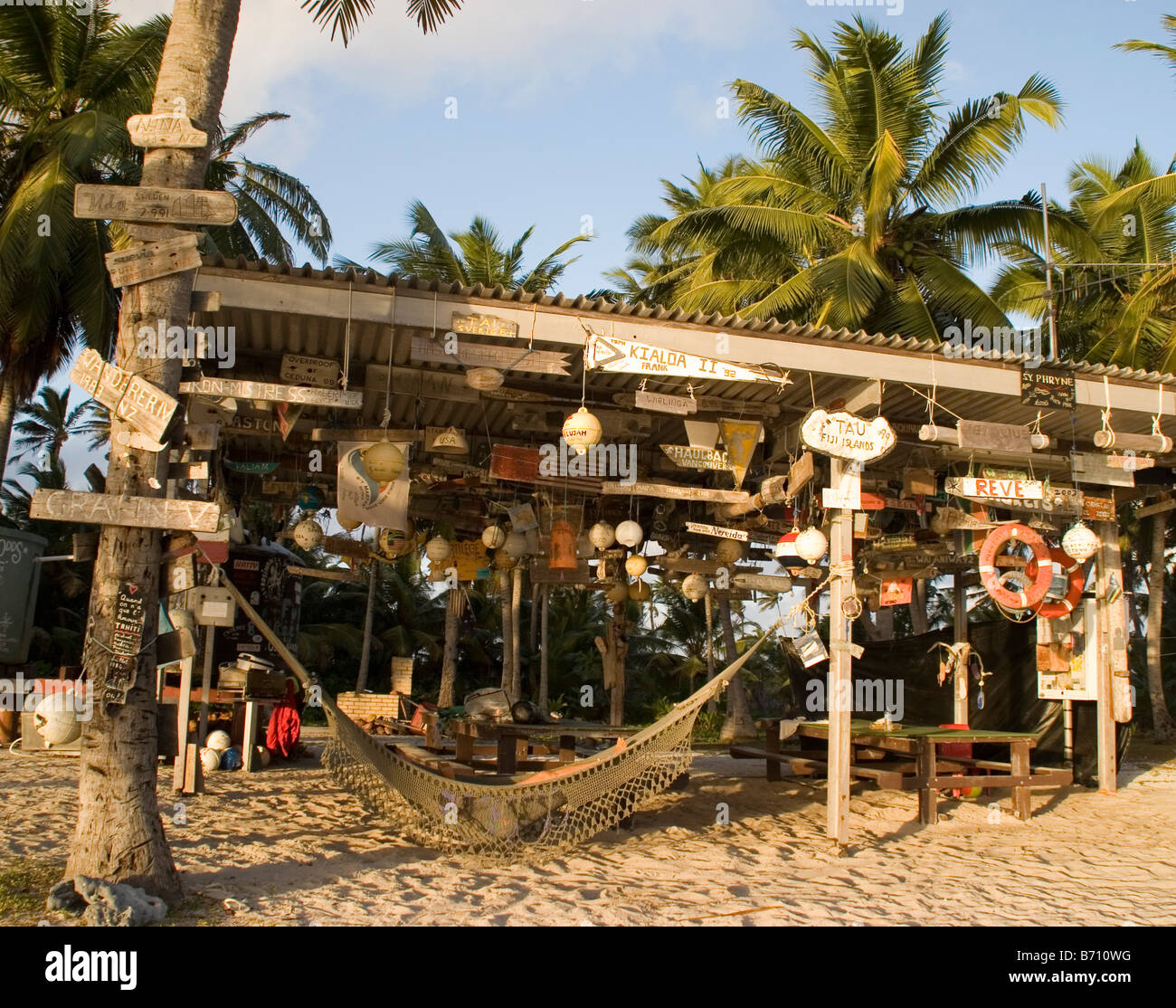Shelter on Direction Island on Cocos Keeling Islands, Australia in the ...