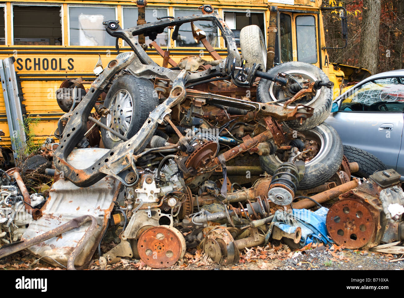 automobile junkyard with parts of cars for sale Stock Photo - Alamy