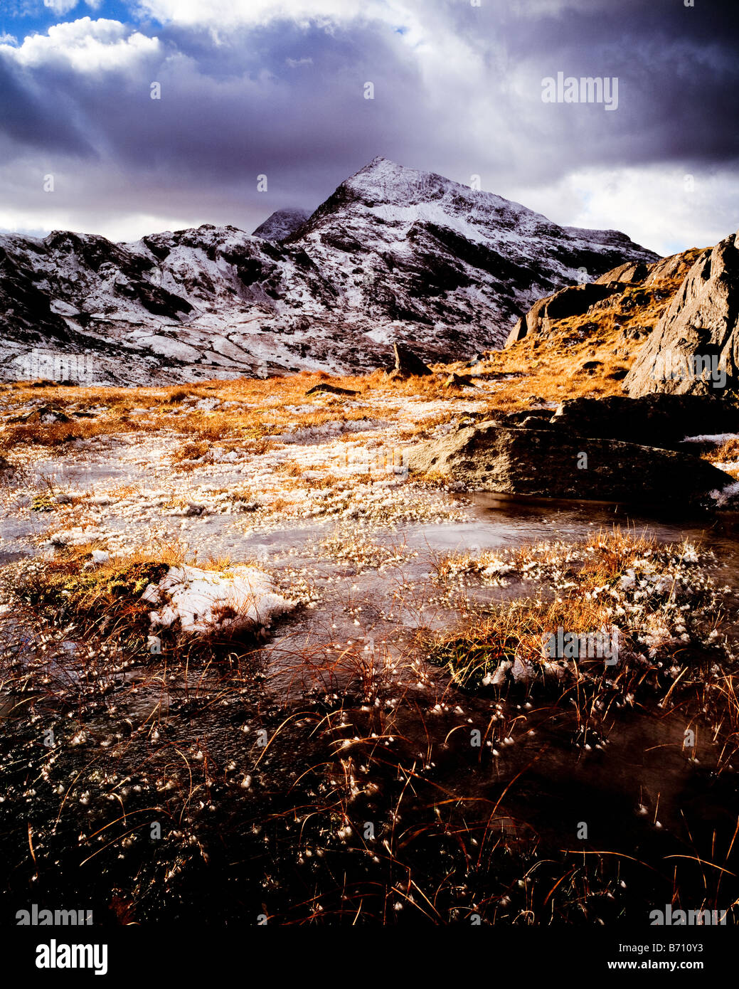 Winter storm clearing Crib Goch, Snowdonia National Park. North Wales ...