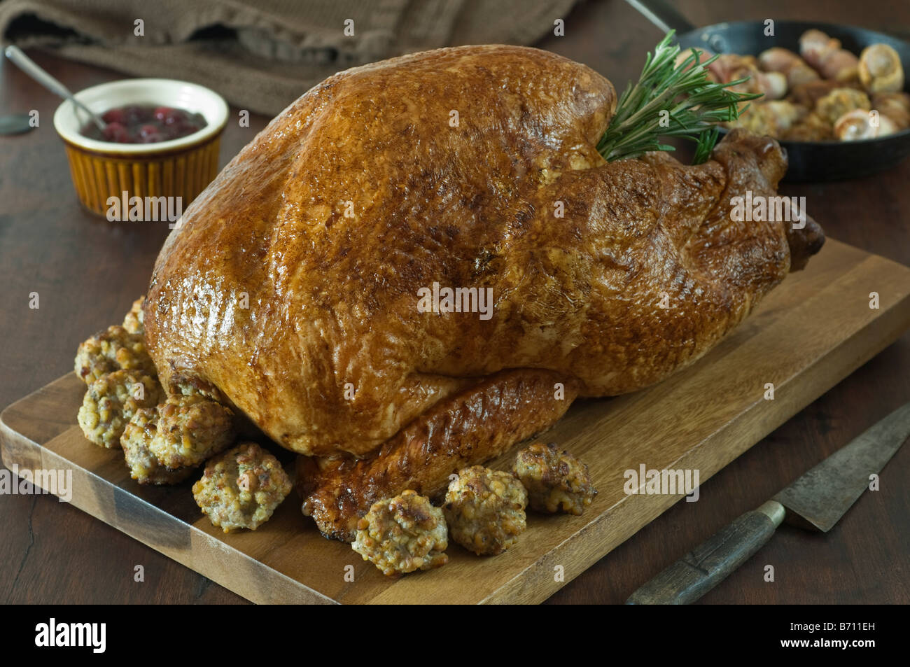 Roast turkey and stuffing Stock Photo - Alamy