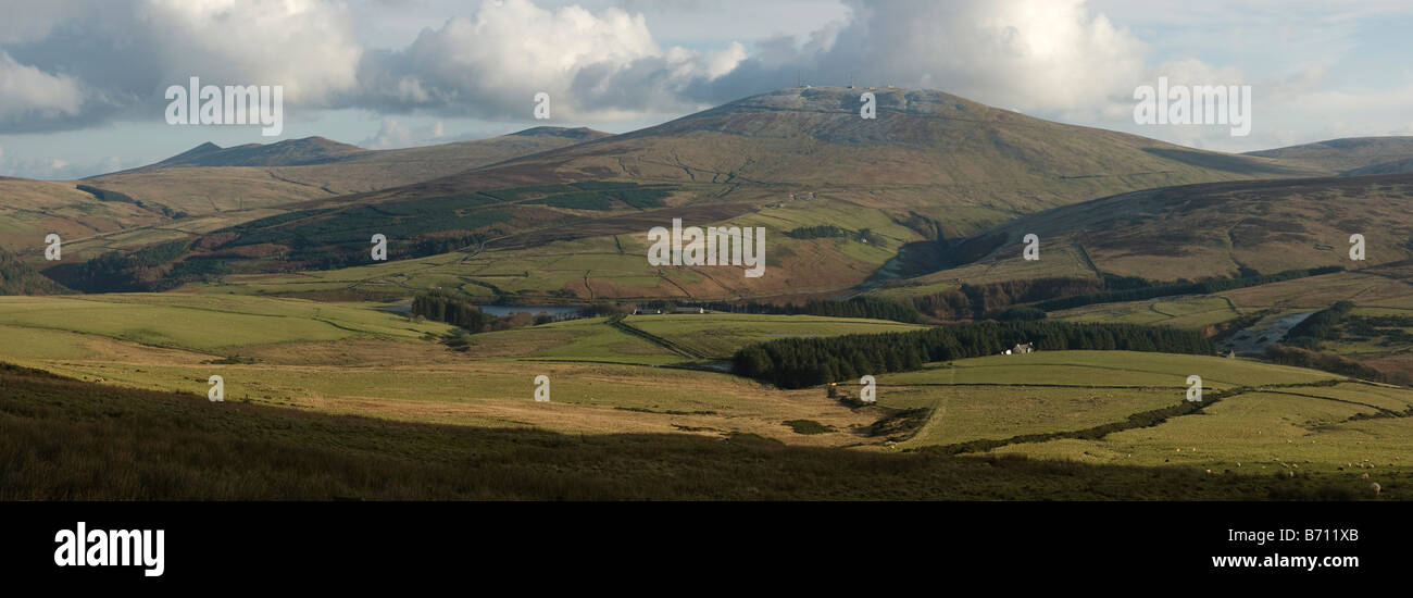 Panoramic view of Snaefell and Drudidale valley, Isle of Man Stock ...
