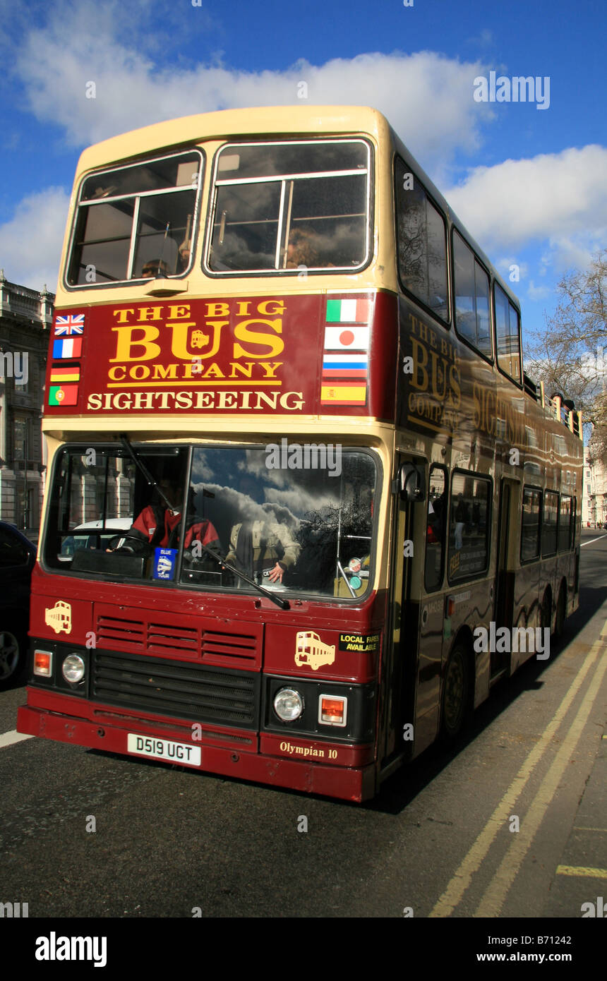A London open topped tourist bus operated by the Big Bus Company. The ...