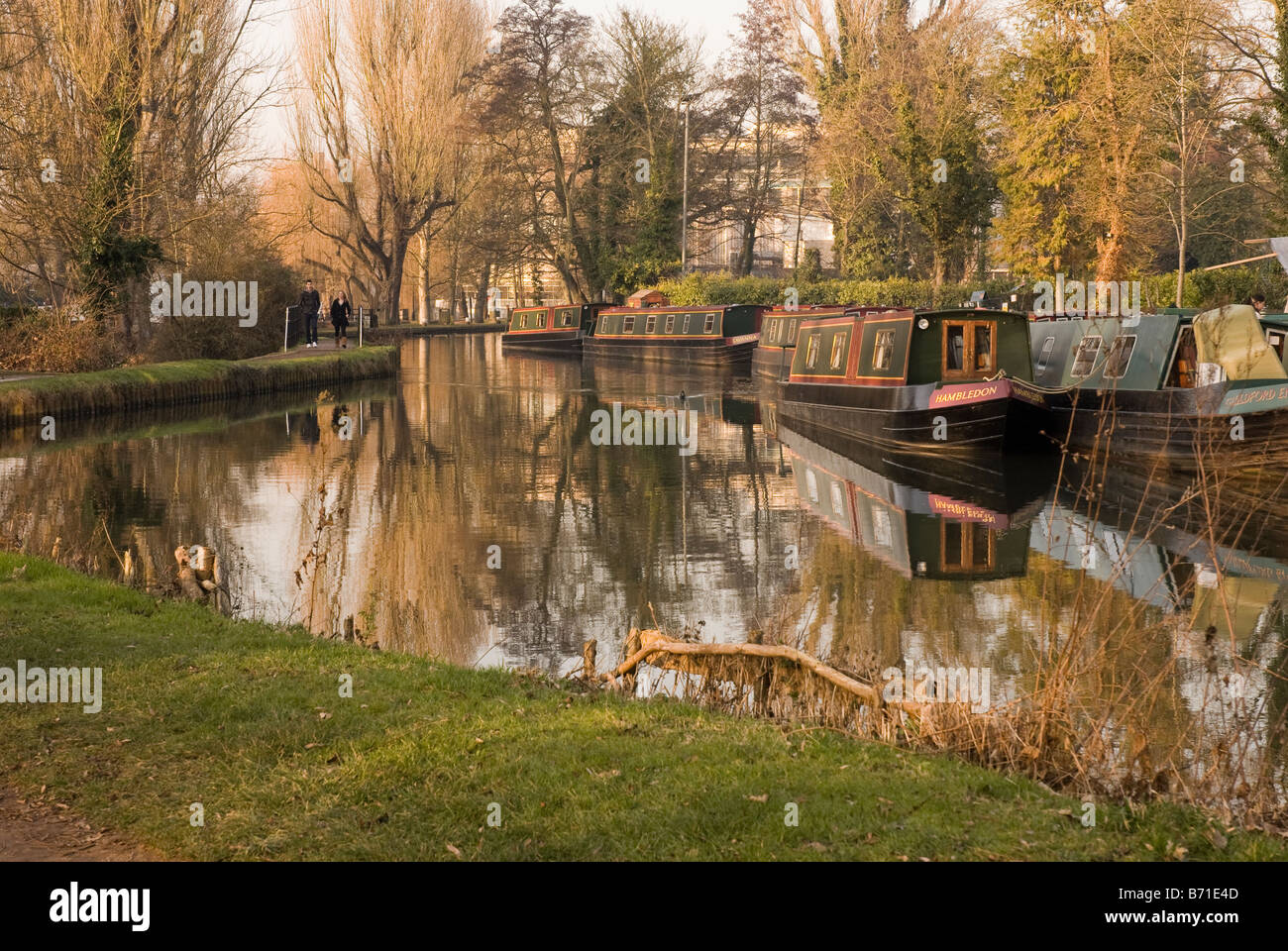 Canal boats on the Rivery Wey at Guildford, Surrey Stock Photo - Alamy