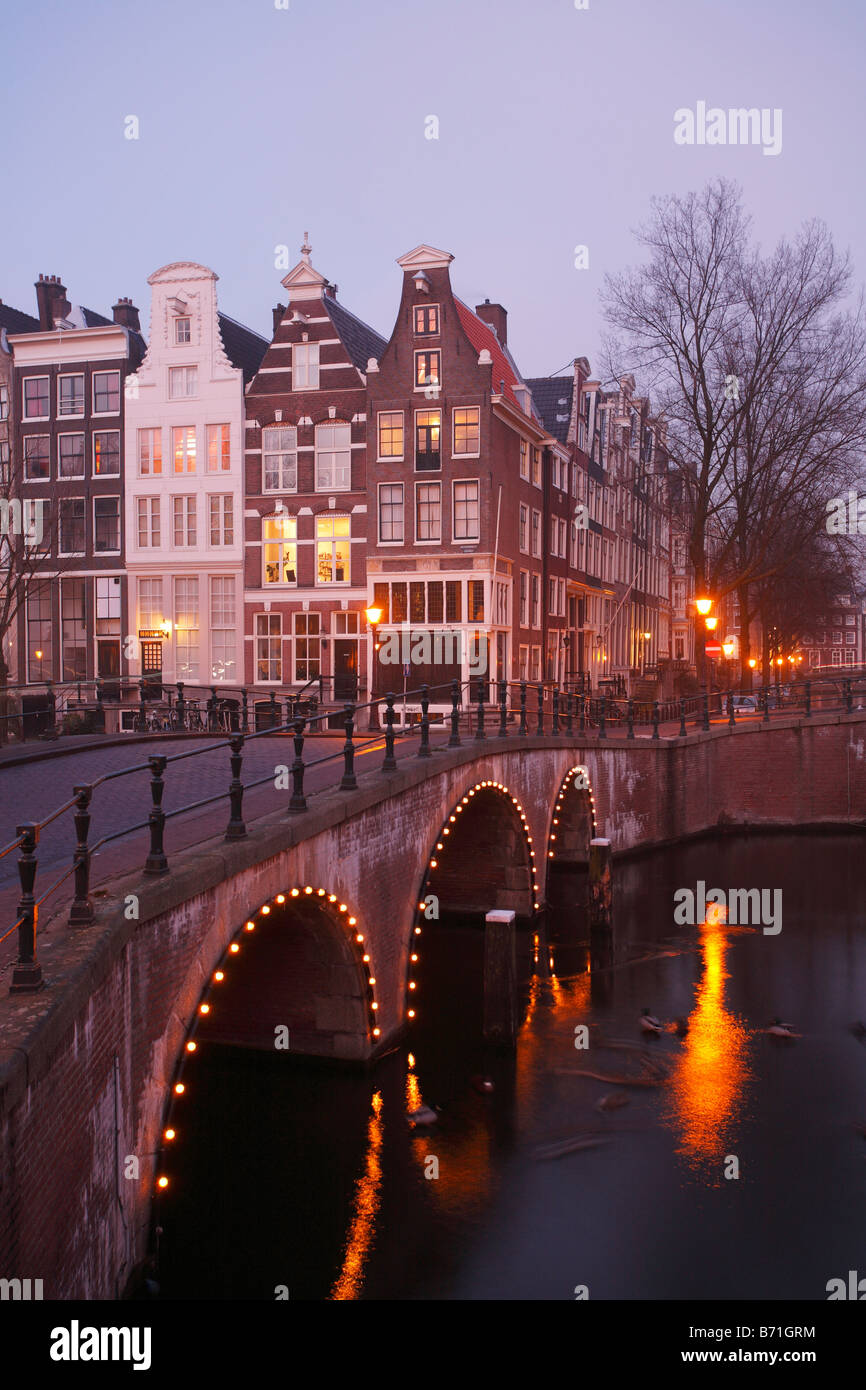 Canal and bridge at night, Amsterdam, Netherlands Stock Photo - Alamy