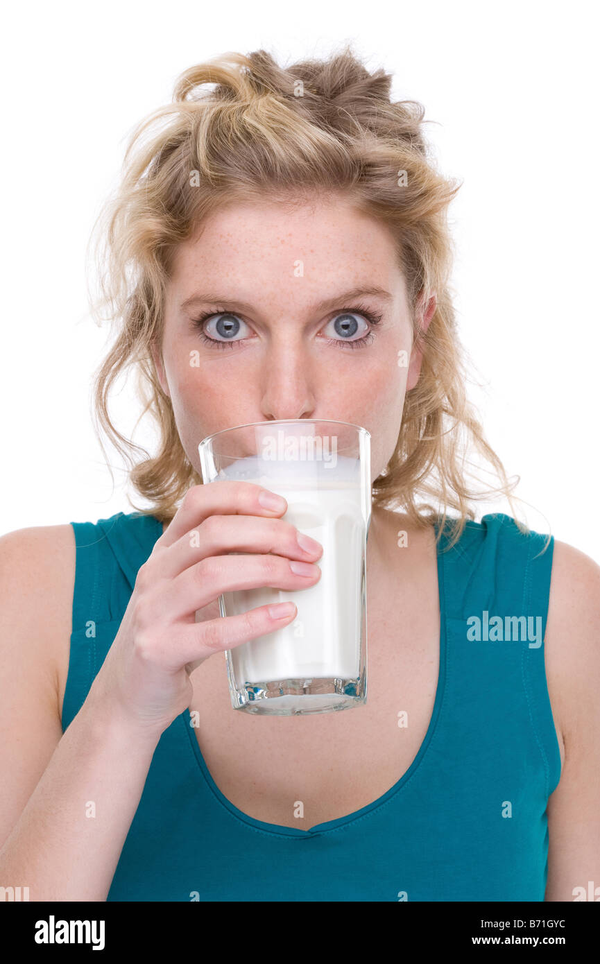 Fit woman drinking milk hi-res stock photography and images - Alamy