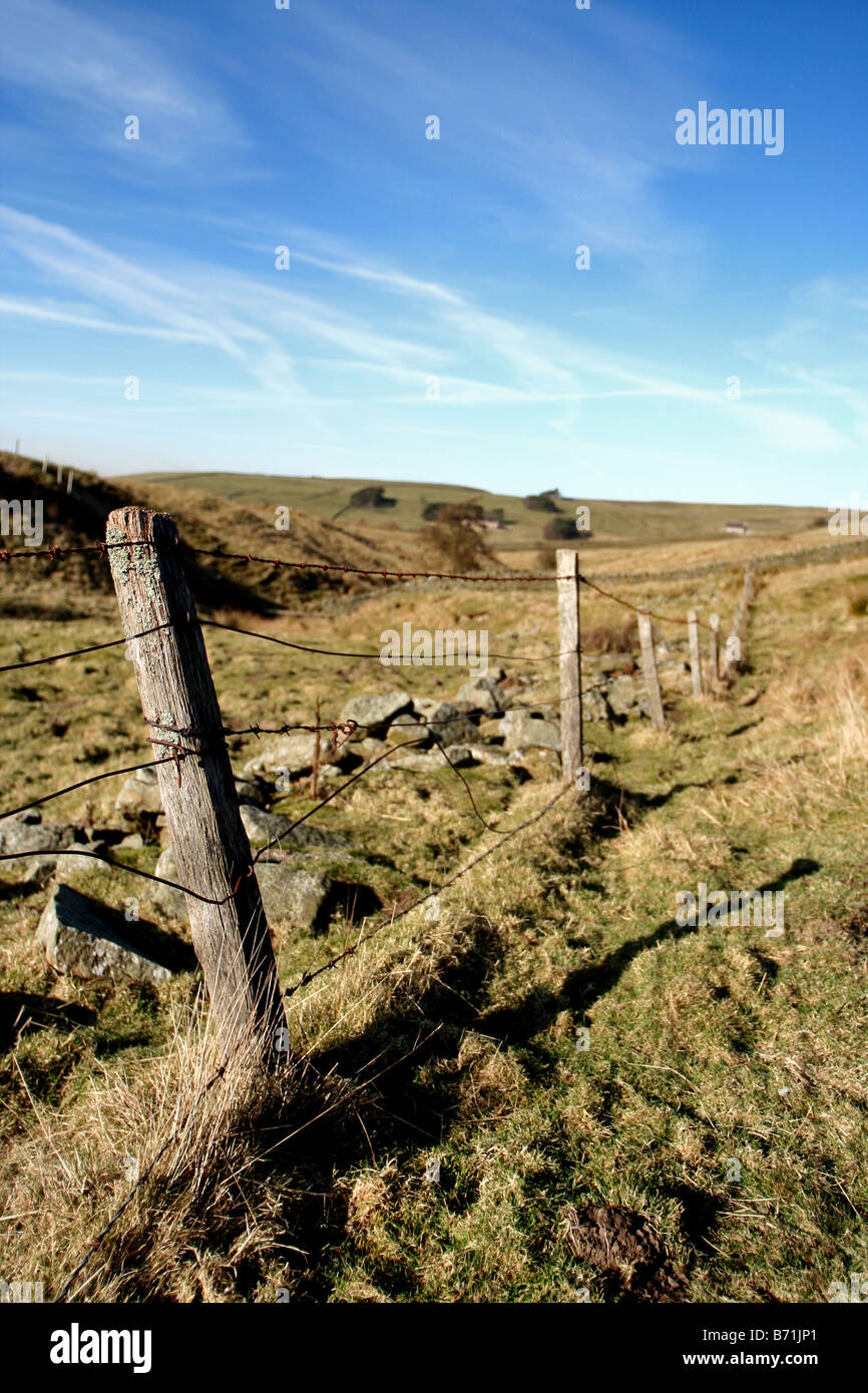 Fence on the fell Stock Photo - Alamy