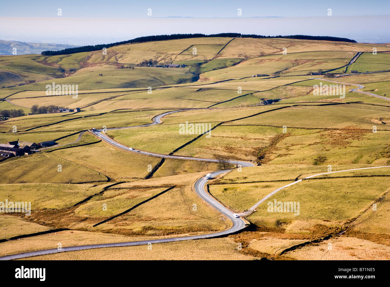 View of the A537 from Shining Tor in the Peak District in Cheshire ...