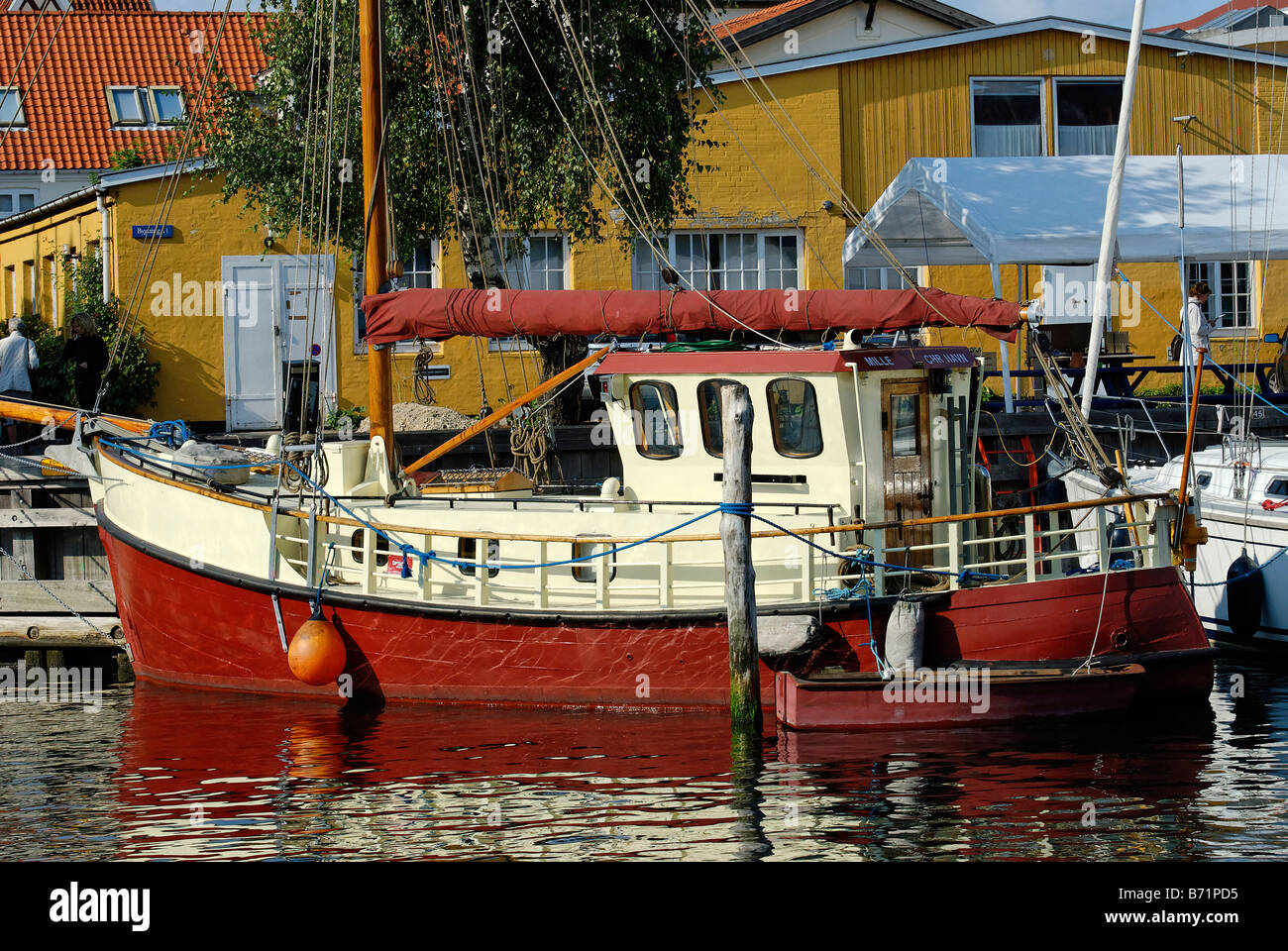 Boats moors at Christianshavns Channel Copenhagen Denmark Stock Photo ...