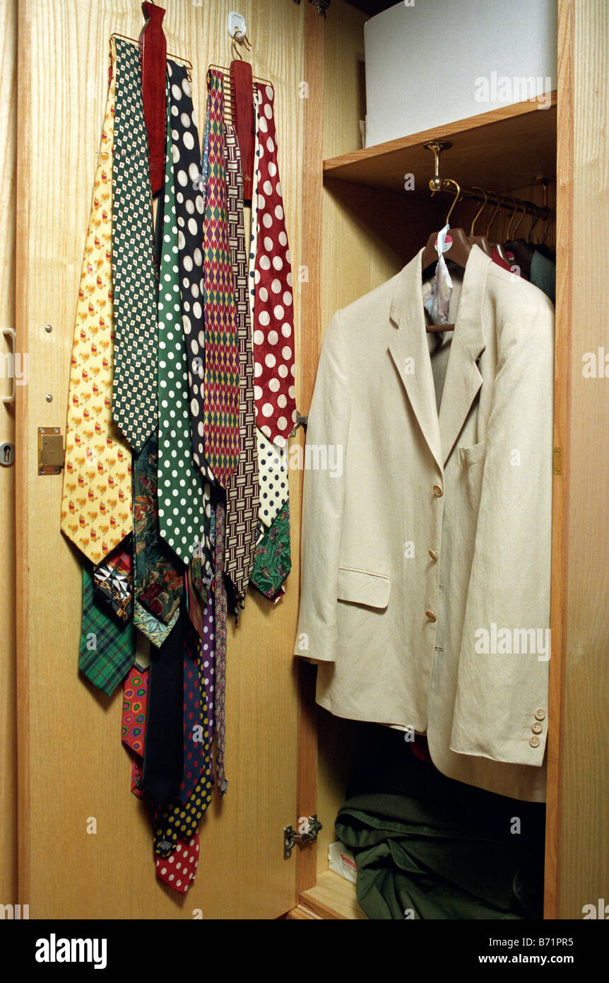 The on screen ties and jackets of TV weather man Richard Edgar hanging ...