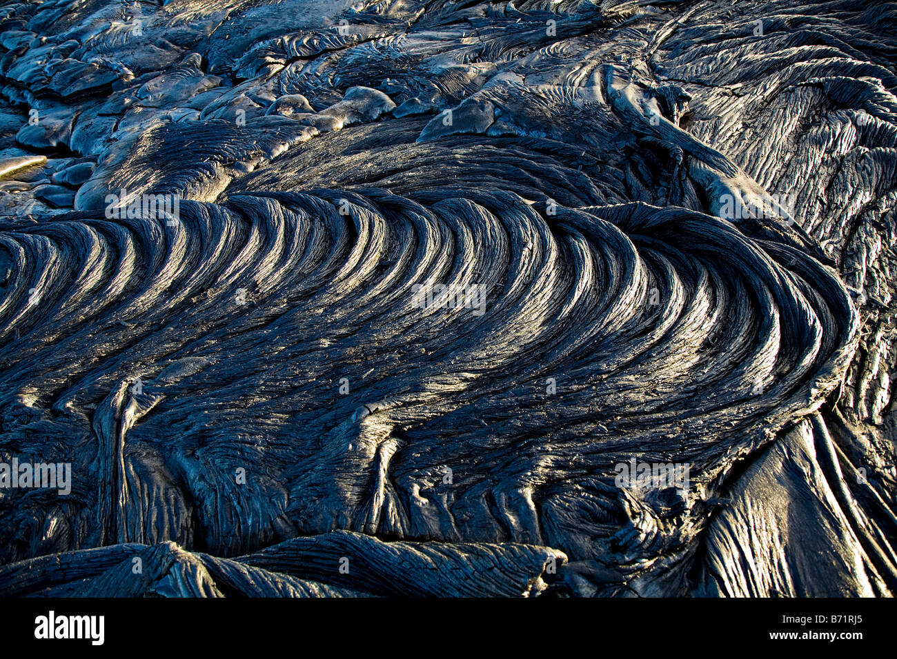 Pahoehoe lava formation, Kilauea volcano, Big Island, Hawaii Stock ...
