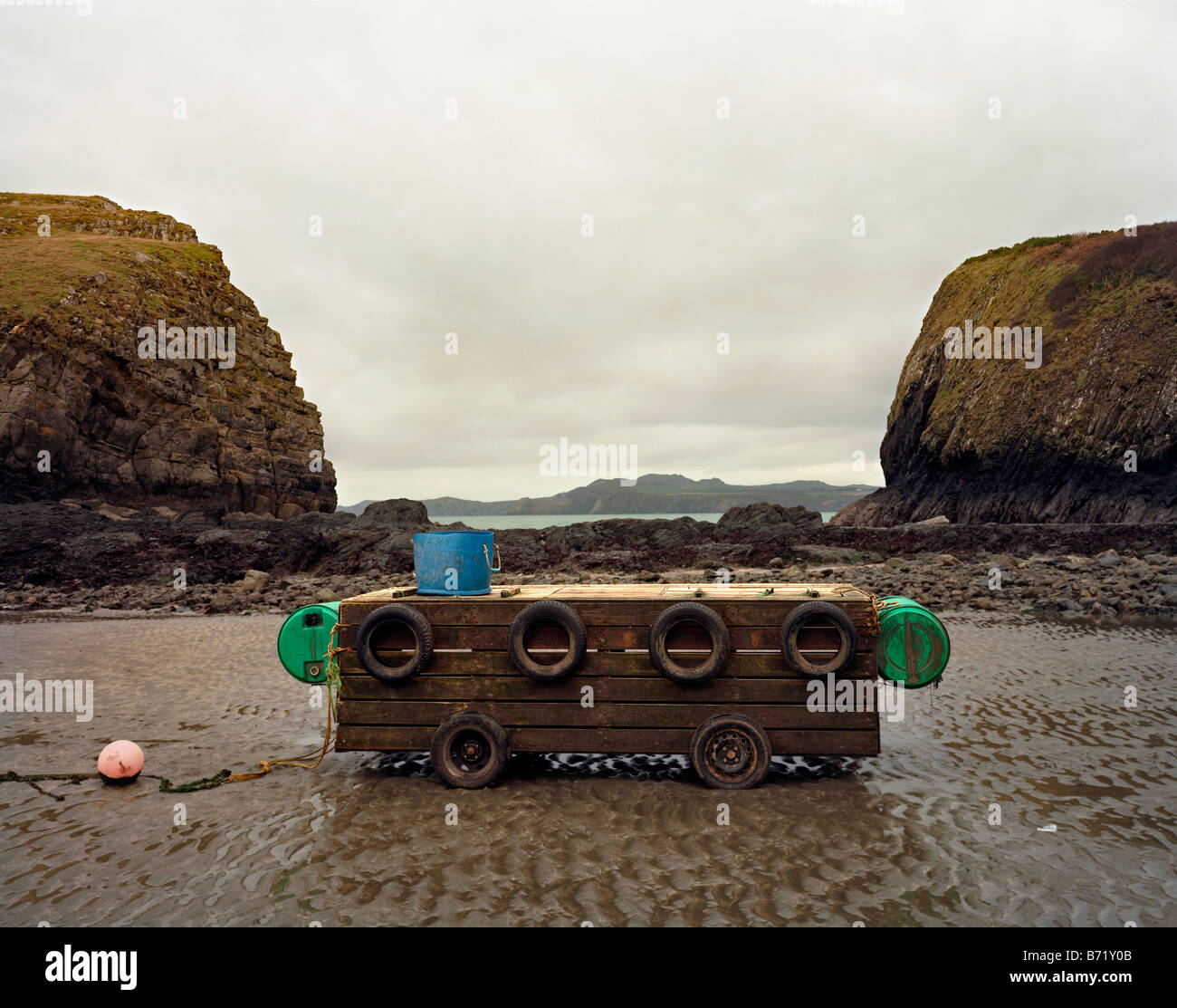 Abercastle beach Pembrokeshire home made lobster storage box West Wales ...