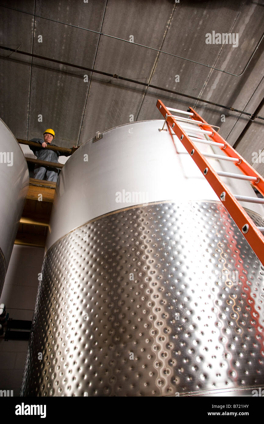Worker standing ladder tank hi-res stock photography and images - Alamy