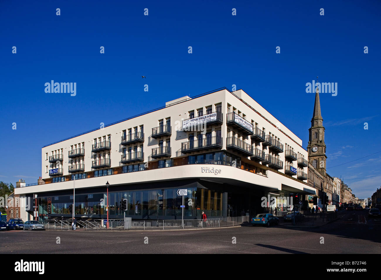 Inverness Bridge street Town center typical buildings Highland Scotland ...