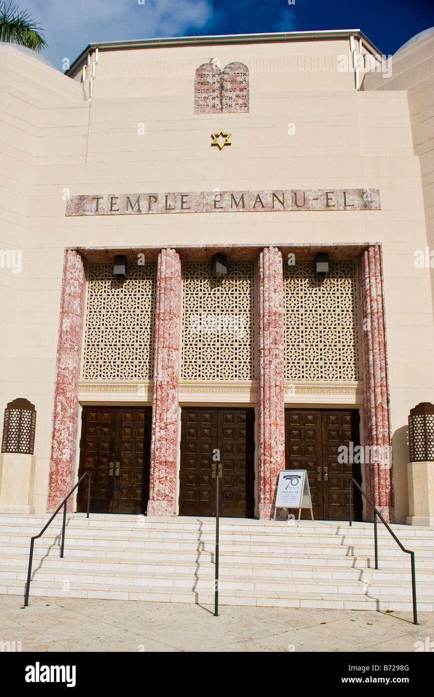 Miami , outside the Jewish place of worship Temple Emanuel Synagogue on ...