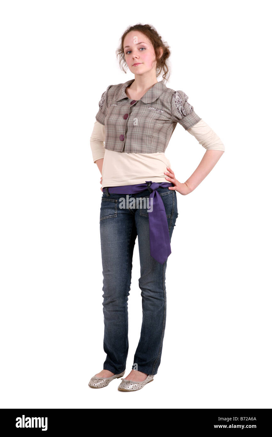 young girl on white background Stock Photo - Alamy