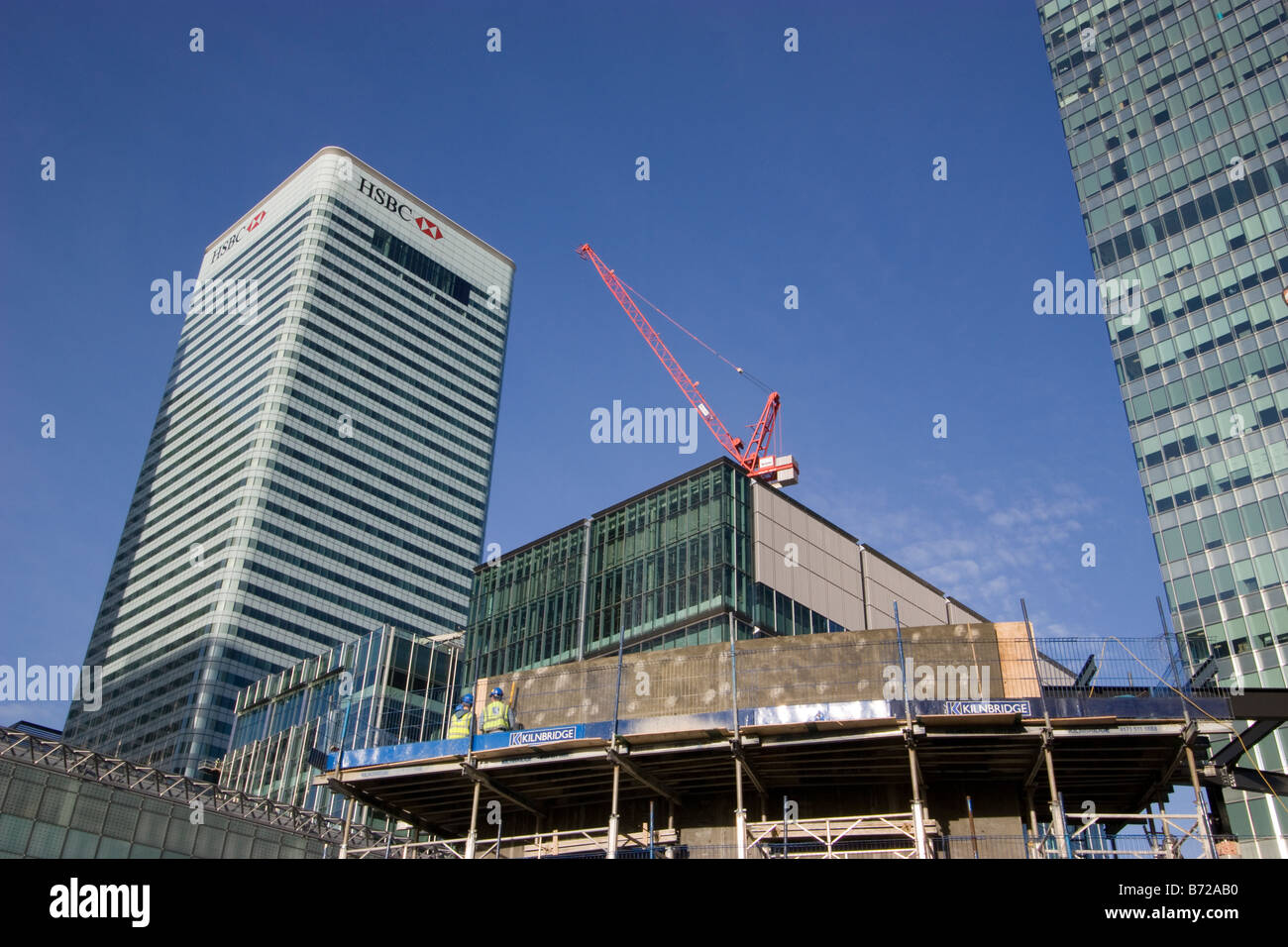 The Canary Wharf estate featuring construction activity, with the HSBC ...