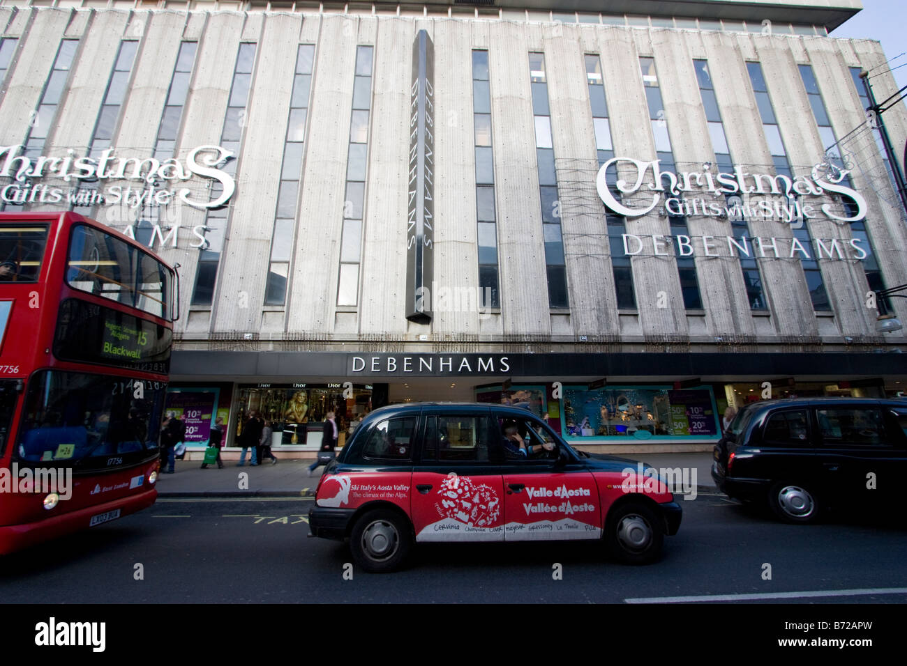 The Debenhams store on Oxford Street at Christmas, adorned with festive ...