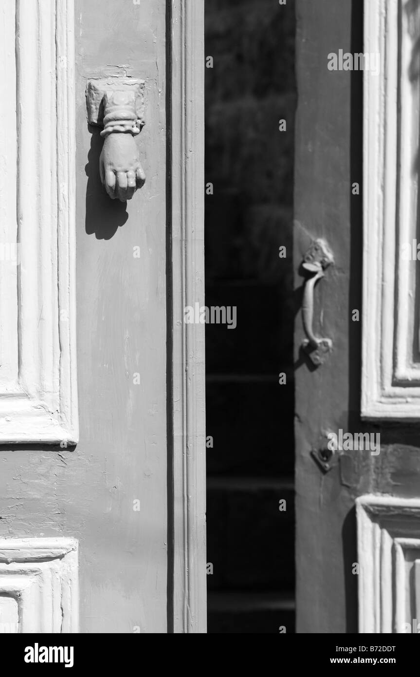 Open old fashioned wooden door Stock Photo - Alamy