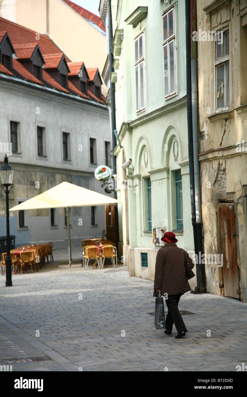 Street scene in Bratislava, Slovakia , people walking in he streets ...