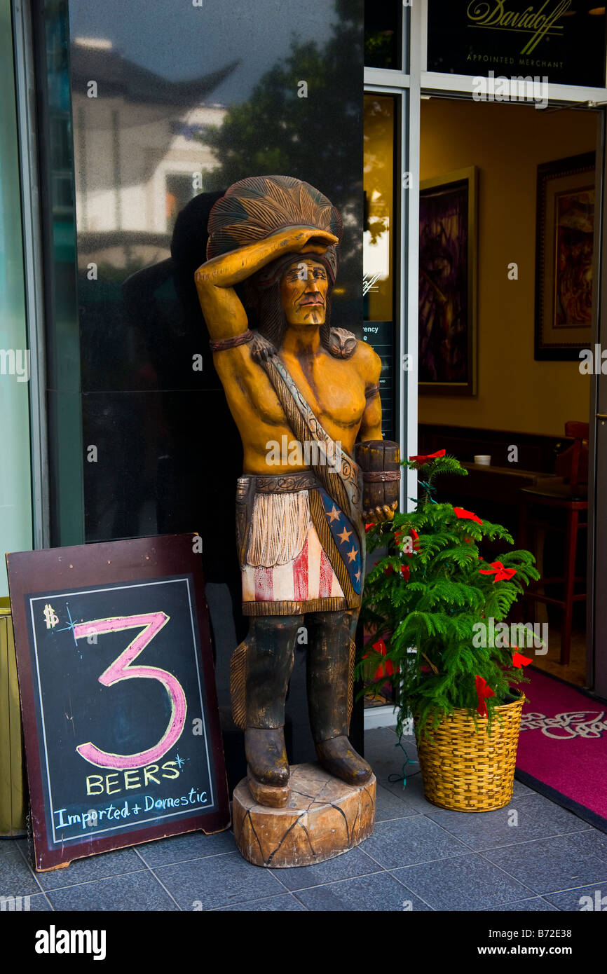Wooden hand carved Indian cigar store sign, originated by tobacconists ...