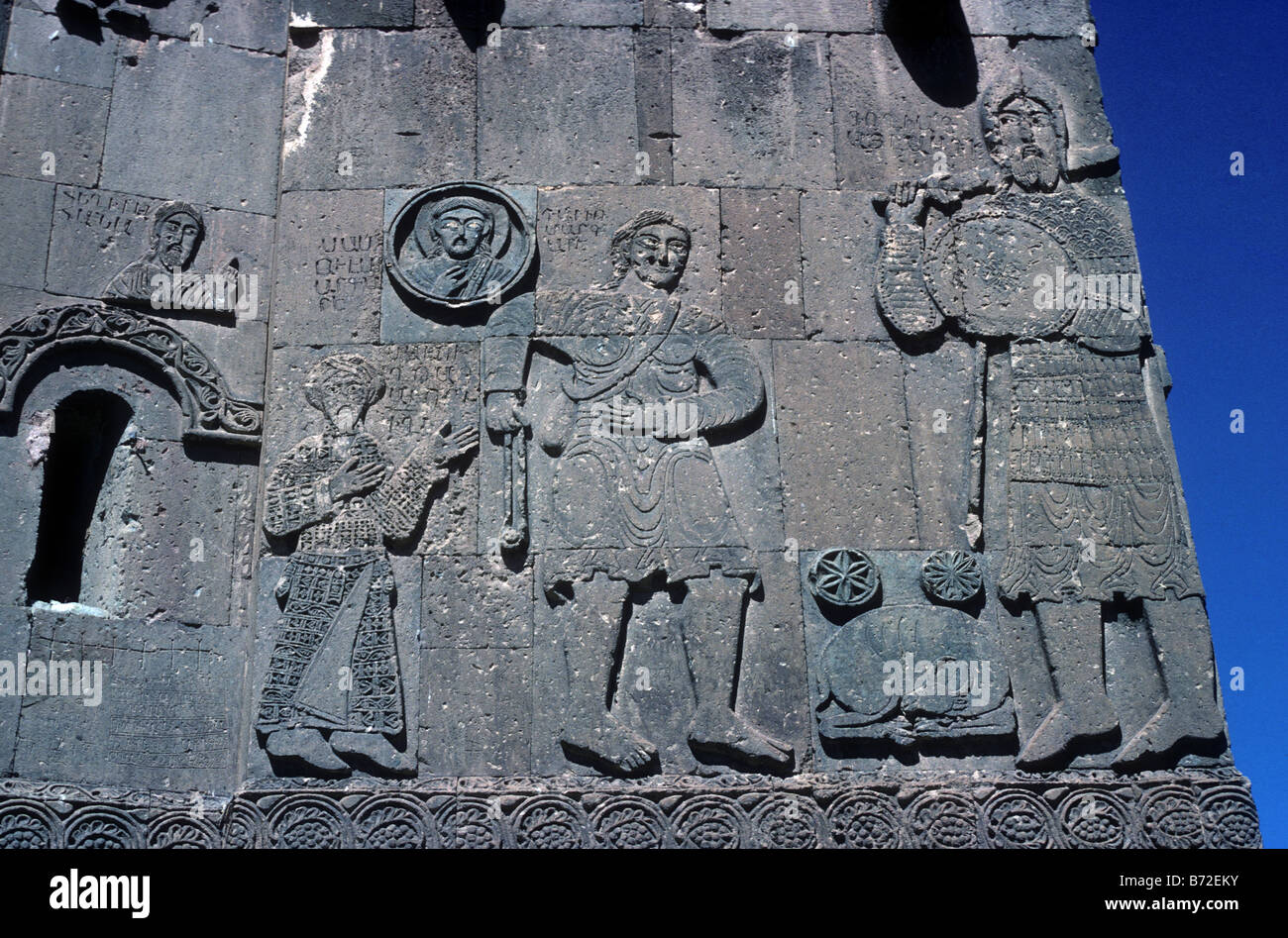 Bas reliefs on the Akhtamar Church on a small island in the middle of ...