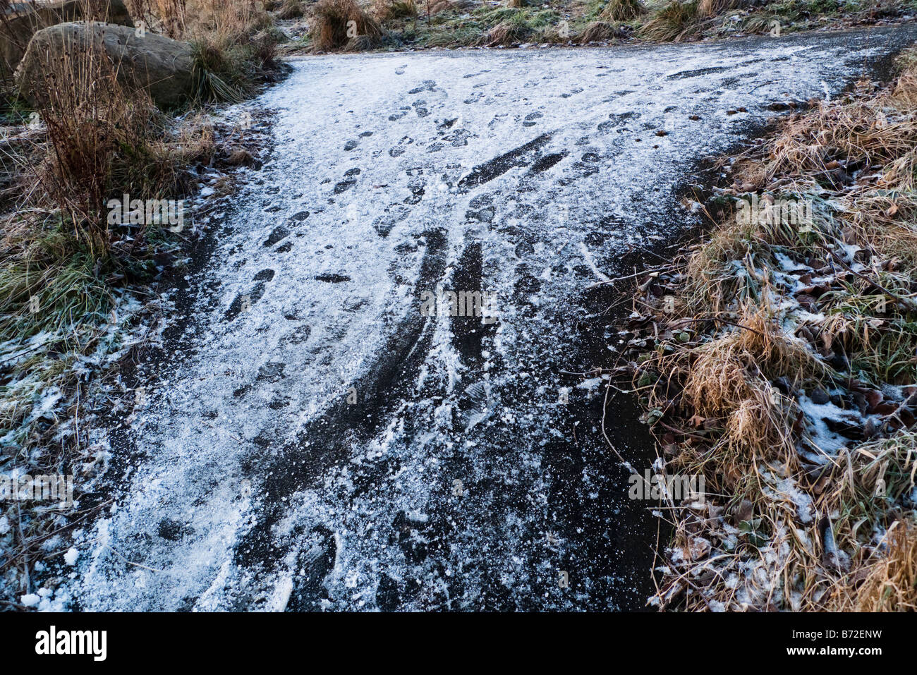 Slippery path in the winter Stock Photo - Alamy