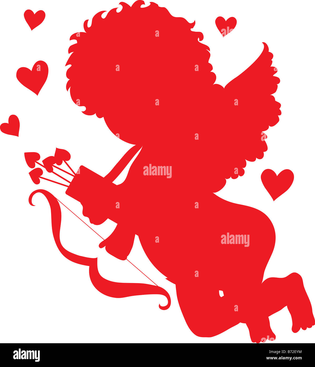 Red silhouette of a cupid holding his bow and arrows Stock Photo - Alamy
