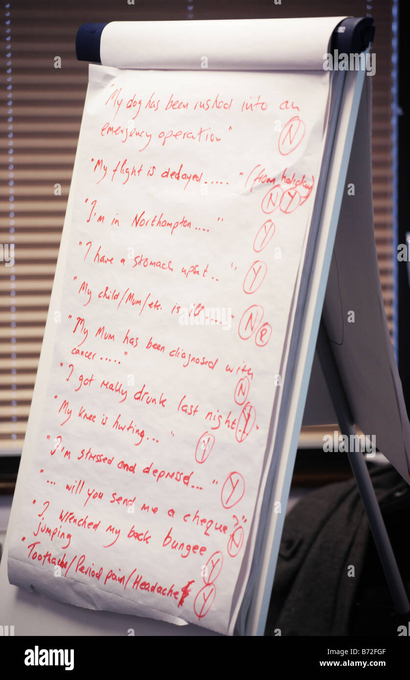 Various excuses for sick leave given to managers by staff written as a ...