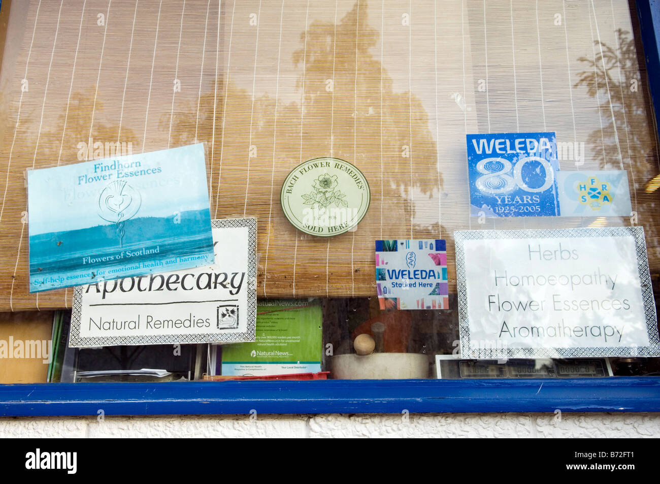 Findhorn Foundation Community shop front window Stock Photo - Alamy