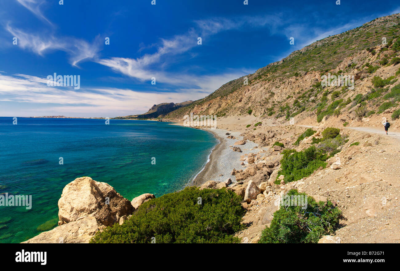 E4 hiking track heading from Sougia to the town of Paleochora seen in ...
