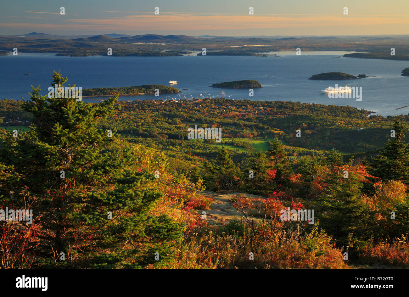 Bar Harbor at Sunrise, Cadillac Mountain, Cadillac Mountain Trail ...