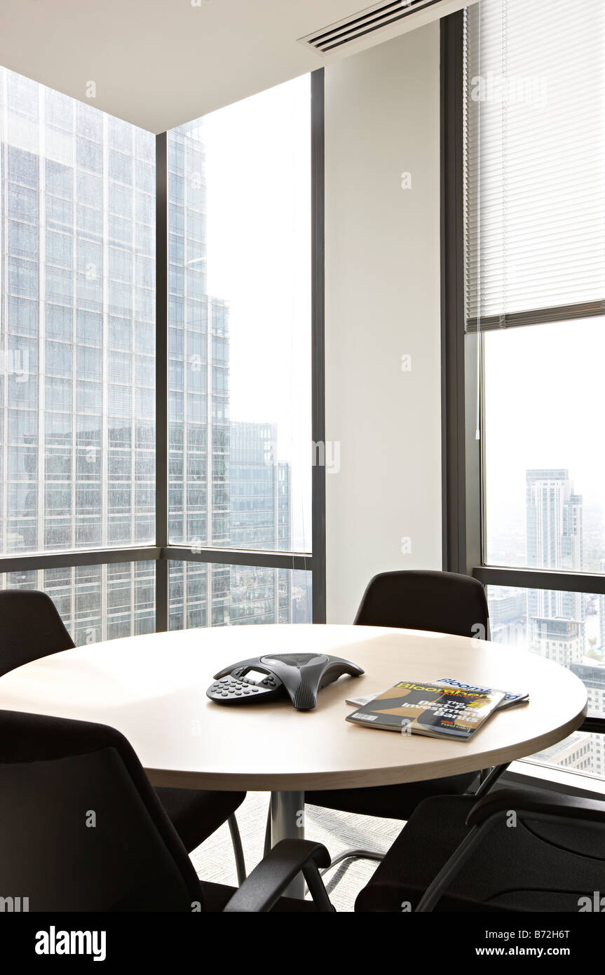 conference call desk empty canary wharf city Stock Photo - Alamy