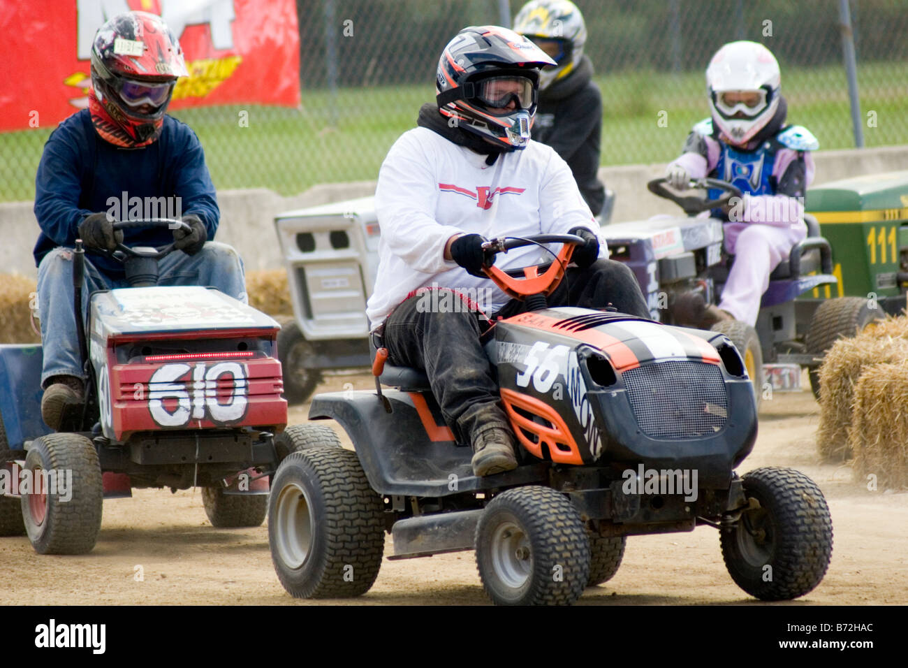 Lawn Mower racing at a county fair Stock Photo - Alamy