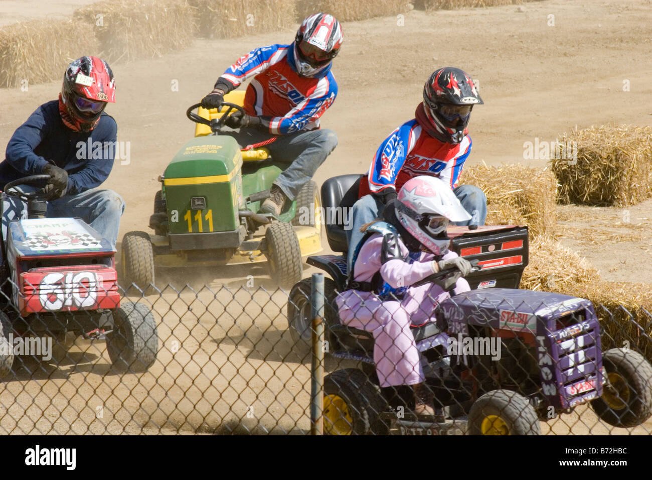 Lawn Mower racing at a county fair Stock Photo - Alamy