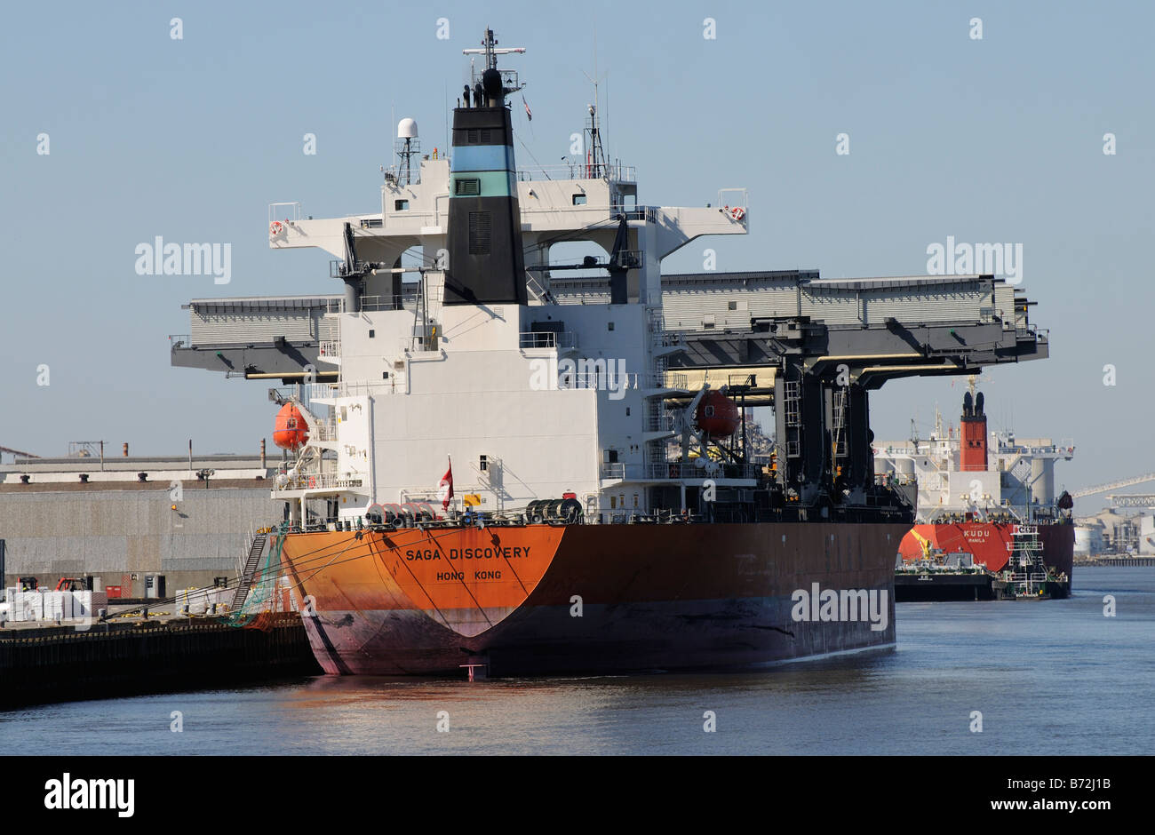 The Saga Discovery cargo ship unloading in the Port of Savannah Georgia ...