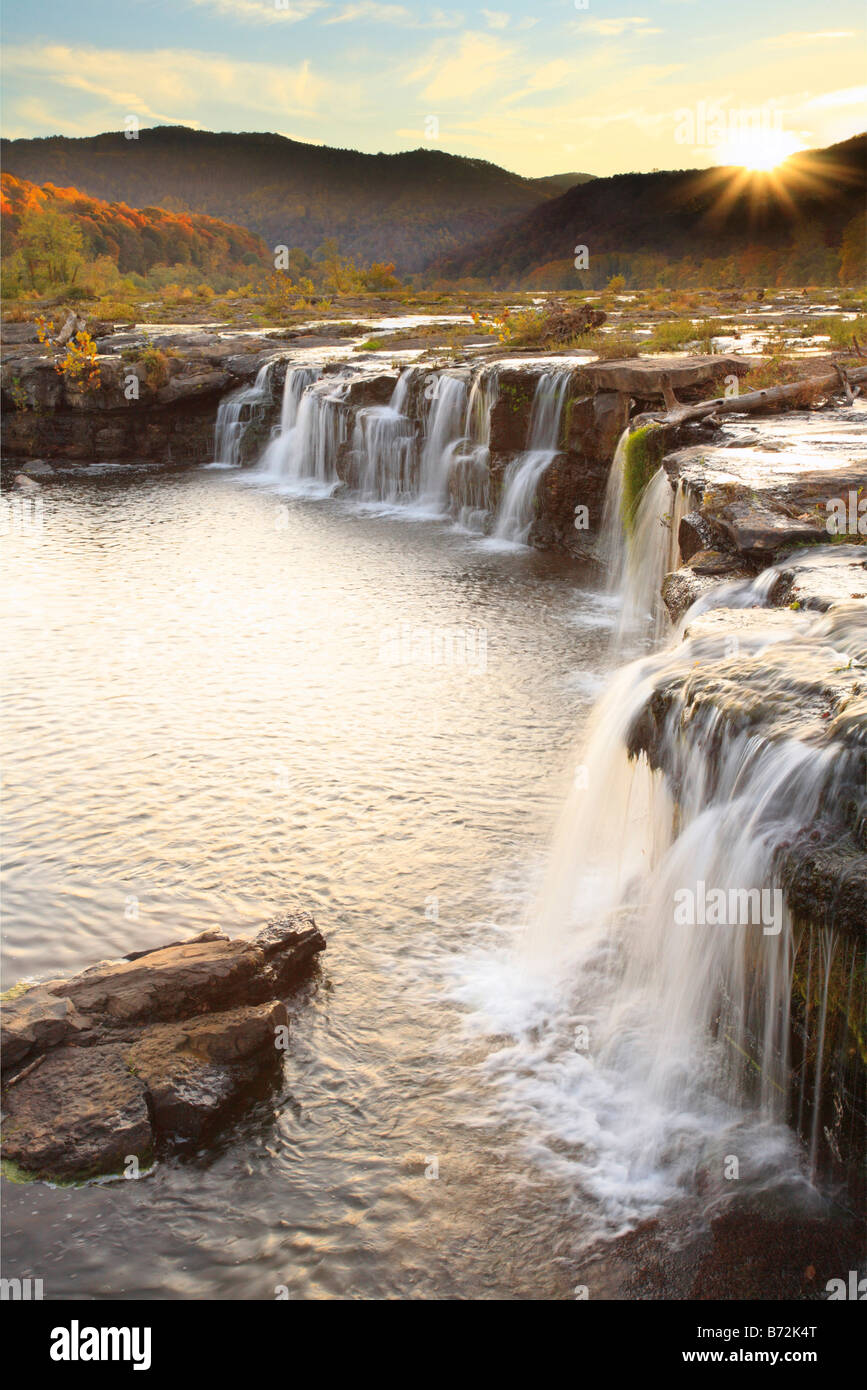 Sunset at Sandstone Falls, New River Gorge National River, West ...
