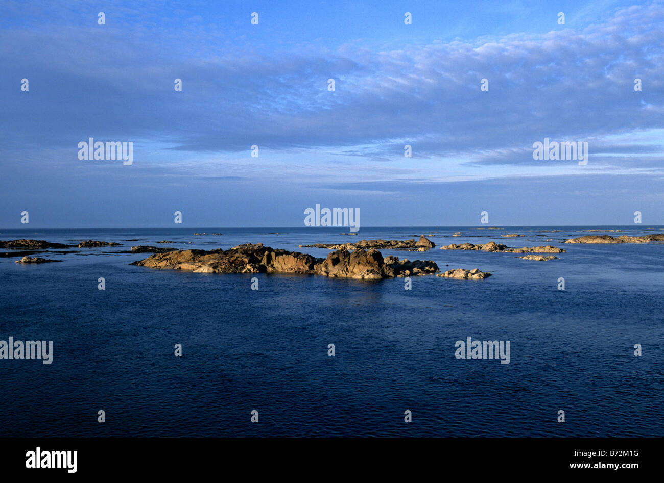 St Clement's Bay in Jersey, Channel Islands, where the sea is thickly ...