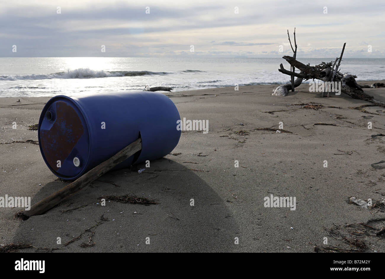 Plastic barrel washed up on beach hi-res stock photography and images ...