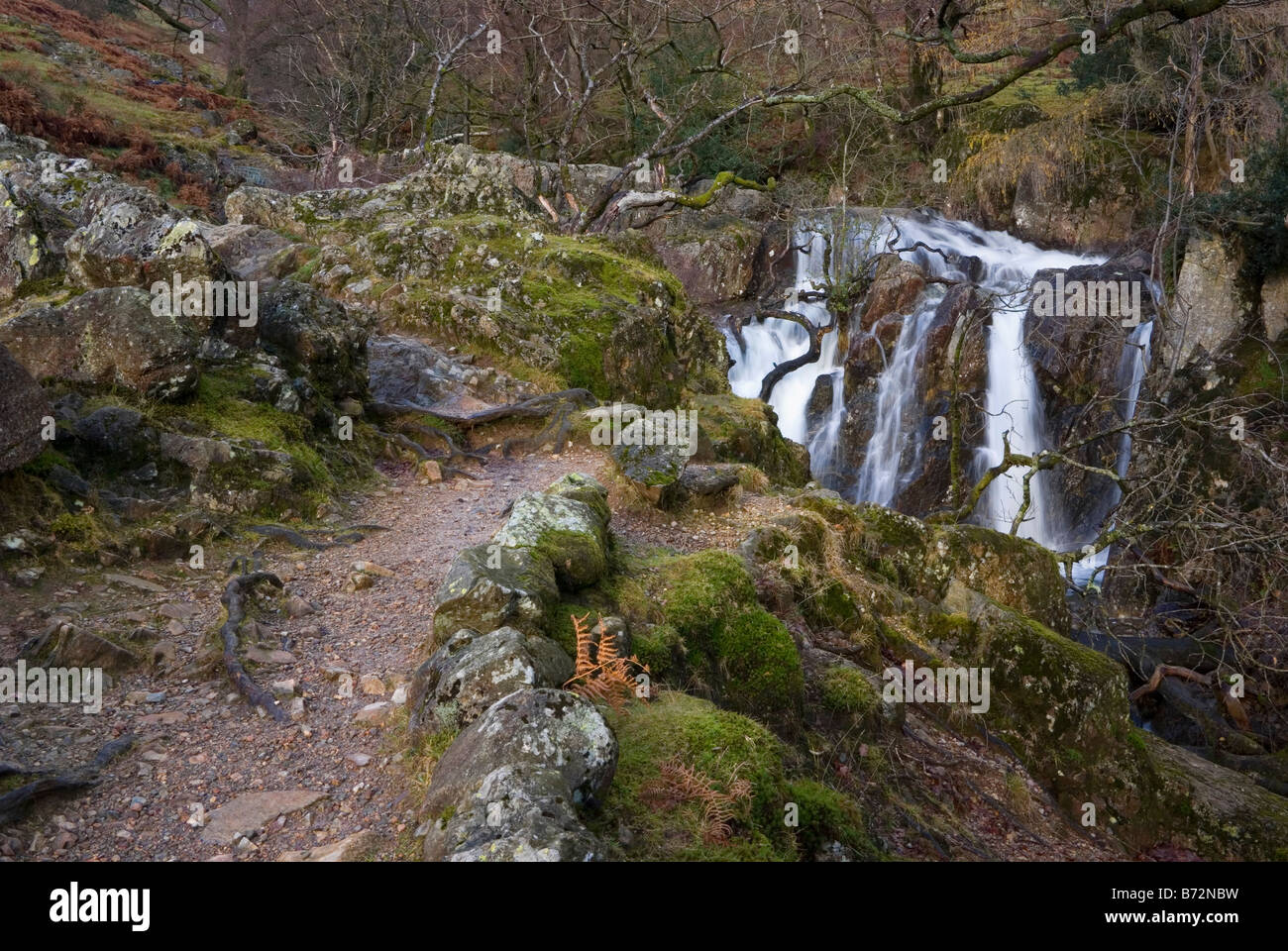 A waterfall on the Mill Beck on the way to Pavey Ark Stock Photo - Alamy