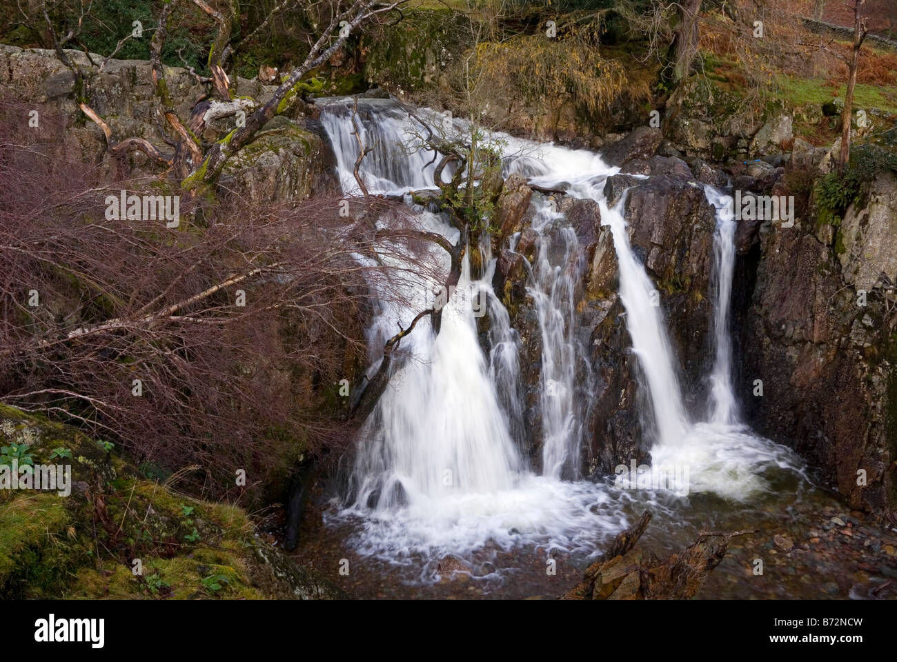 A waterfall on the Mill Beck on the way to Pavey Ark Stock Photo - Alamy