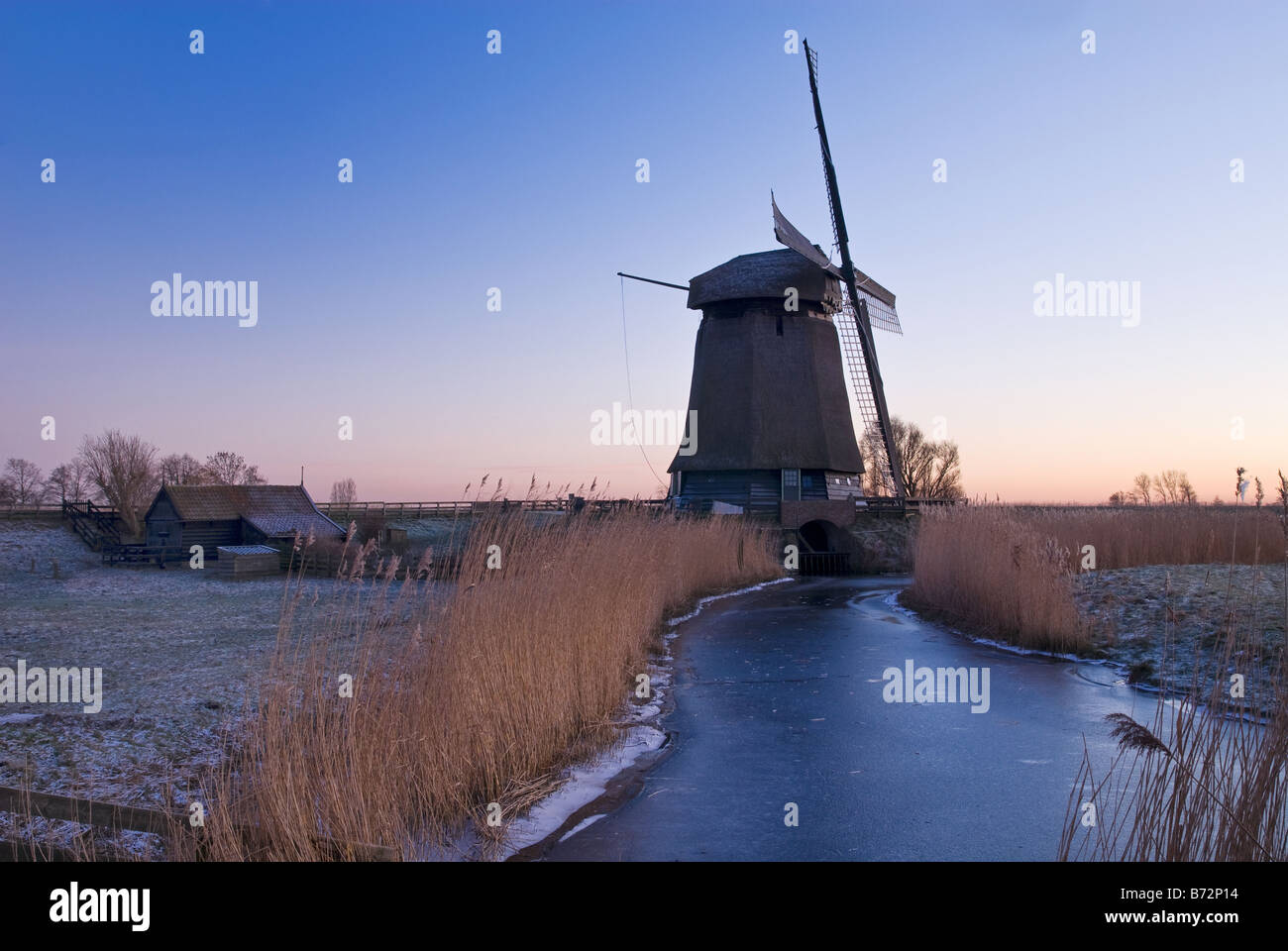 beautiful winter windmill landscape in the Netherlands Stock Photo - Alamy