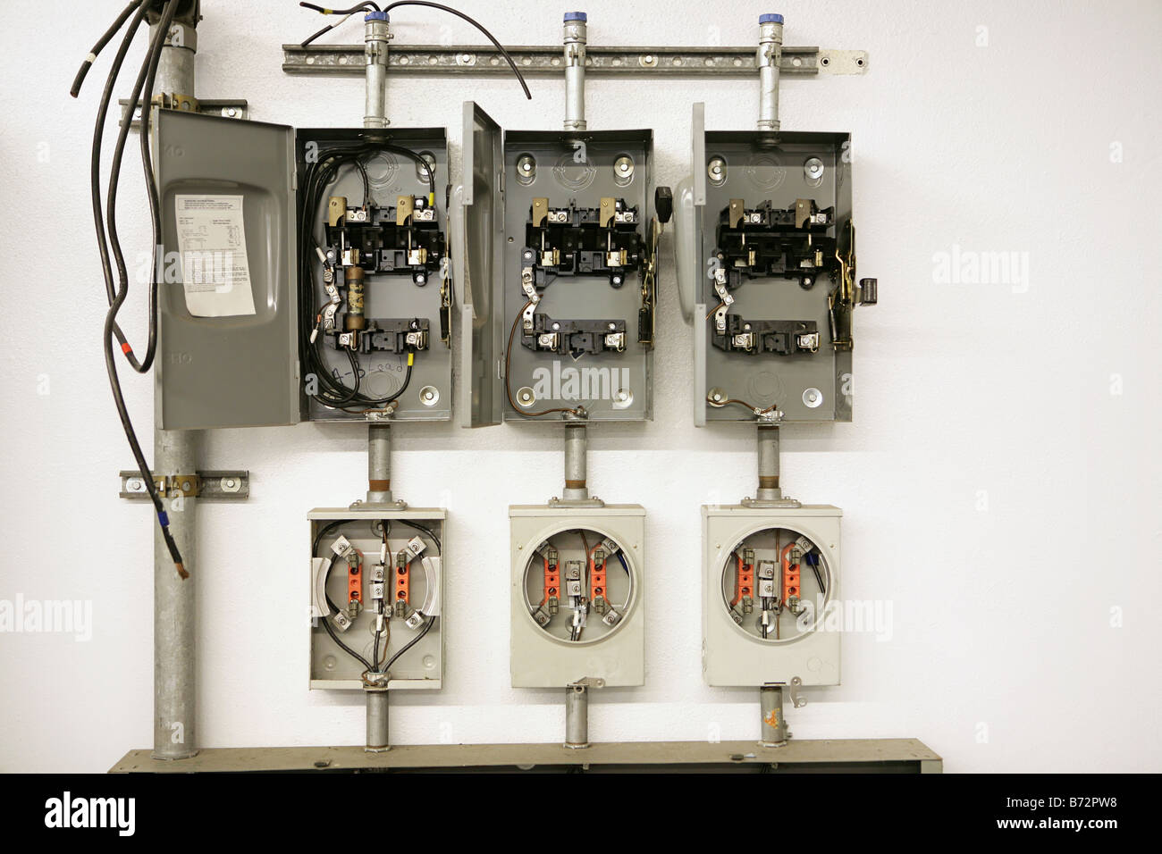 Industrial electrical meter center with multiple breaker panels They ...
