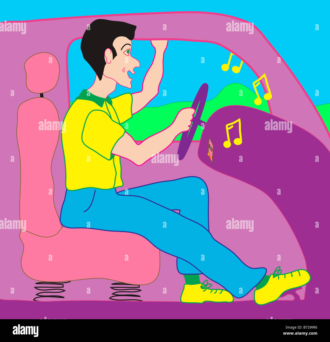 Man driving listening music Stock Photo - Alamy